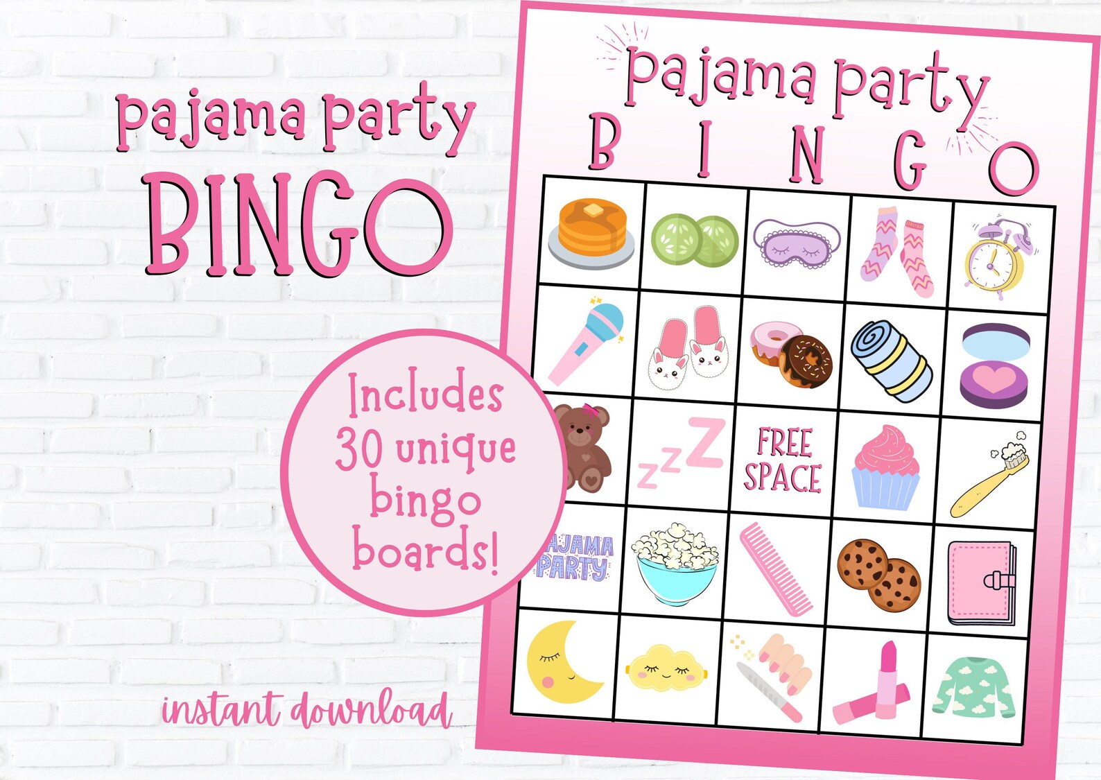 Pajama Party Bingo Sleepover Bingo Slumber Party Bingo - Etsy