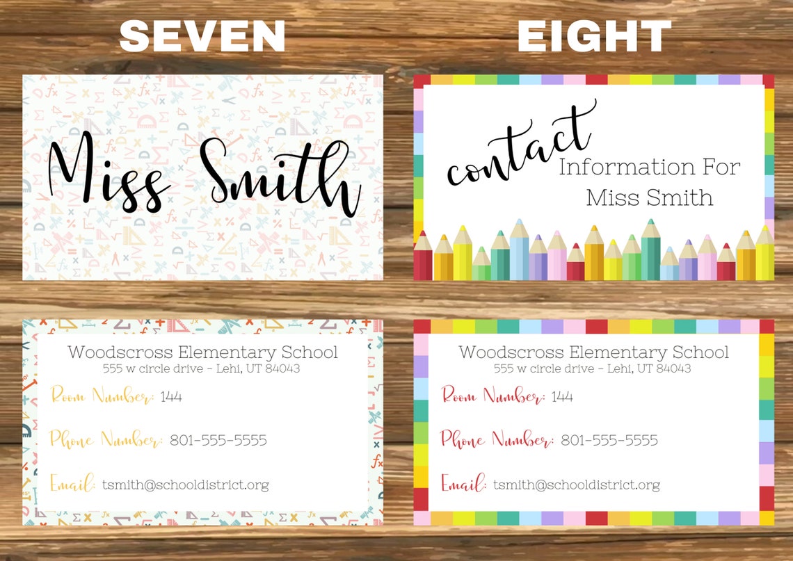 Teacher Contact Card Teacher Business Card Teacher Calling - Etsy