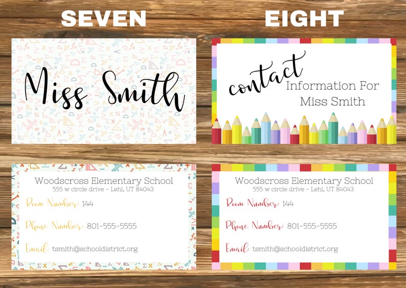 Teacher Contact Card Teacher Business Card Teacher Calling - Etsy