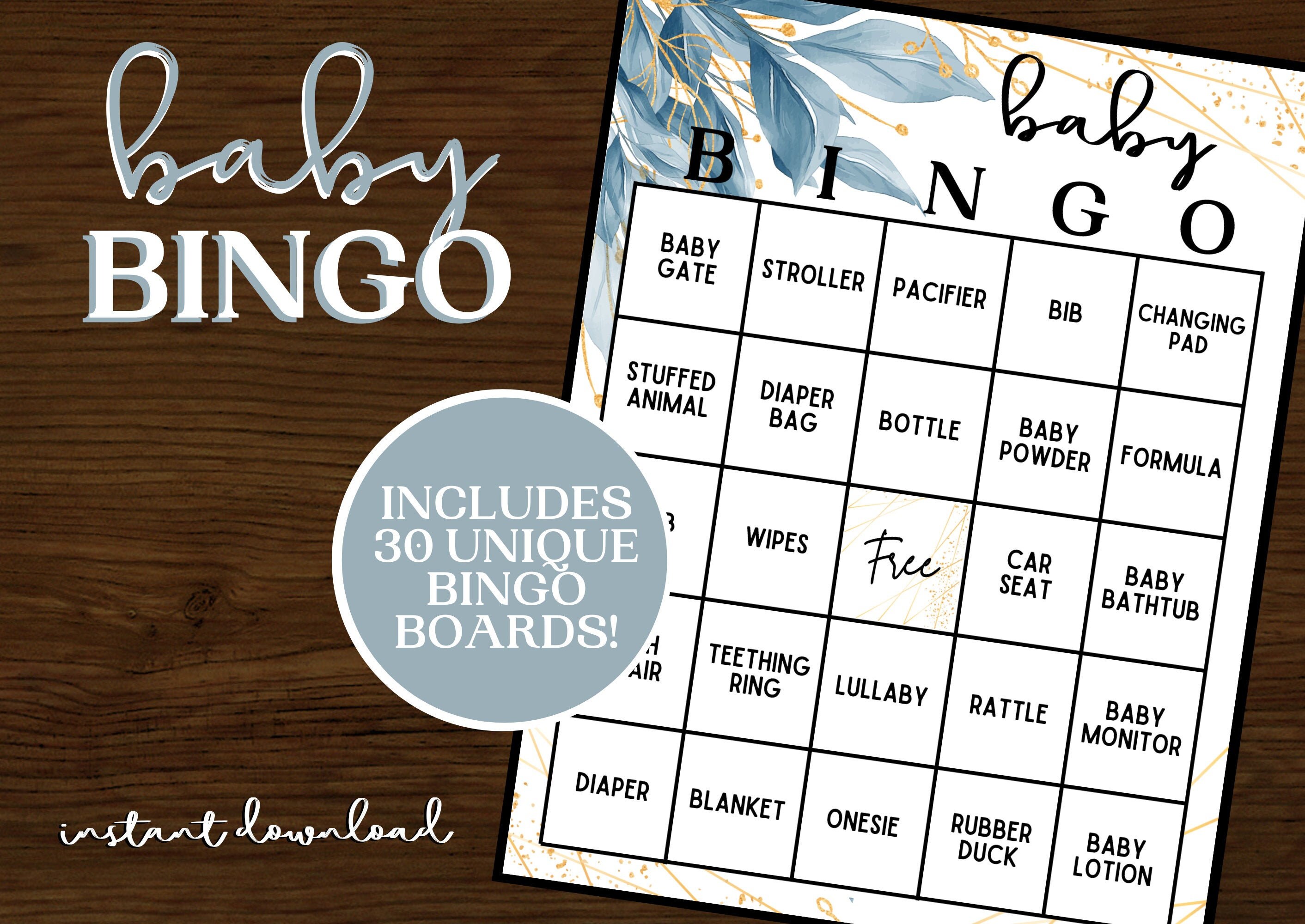 Baby Shower Bingo Baby Shower Games Instant Download | Etsy