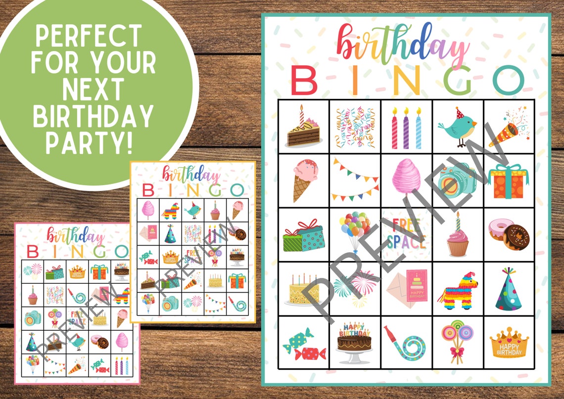 Birthday Bingo Birthday Party Bingo Birthday Party Game - Etsy