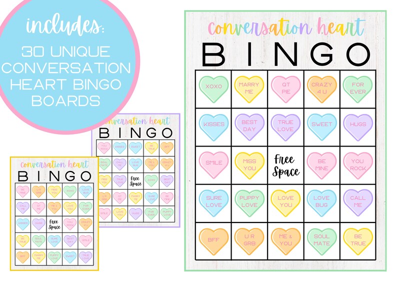 Conversation Heart Bingo Valentine's Bingo | Etsy