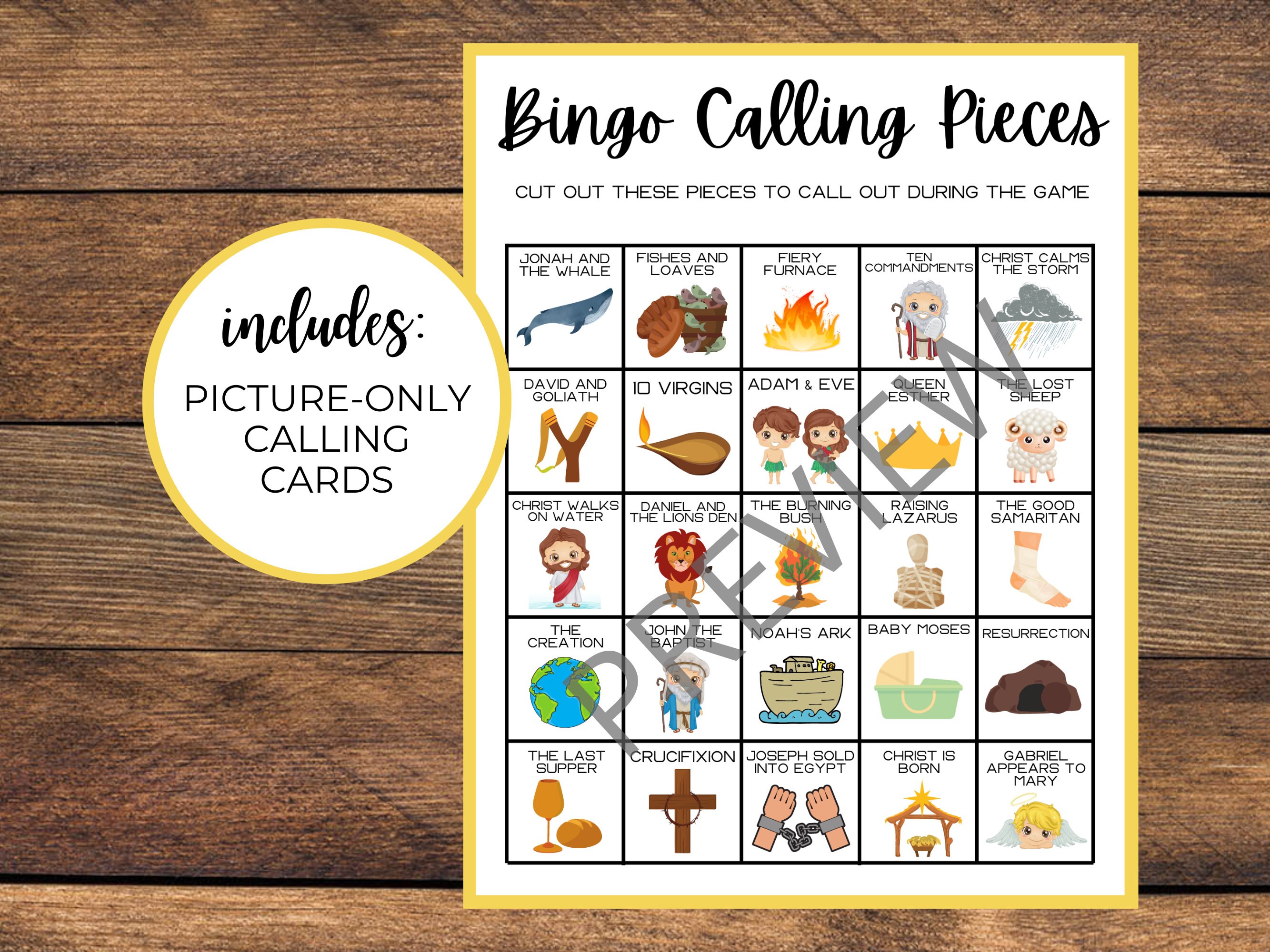 Bible Stories Bingo Game | Sunday School Activity (digital Download) - Etsy