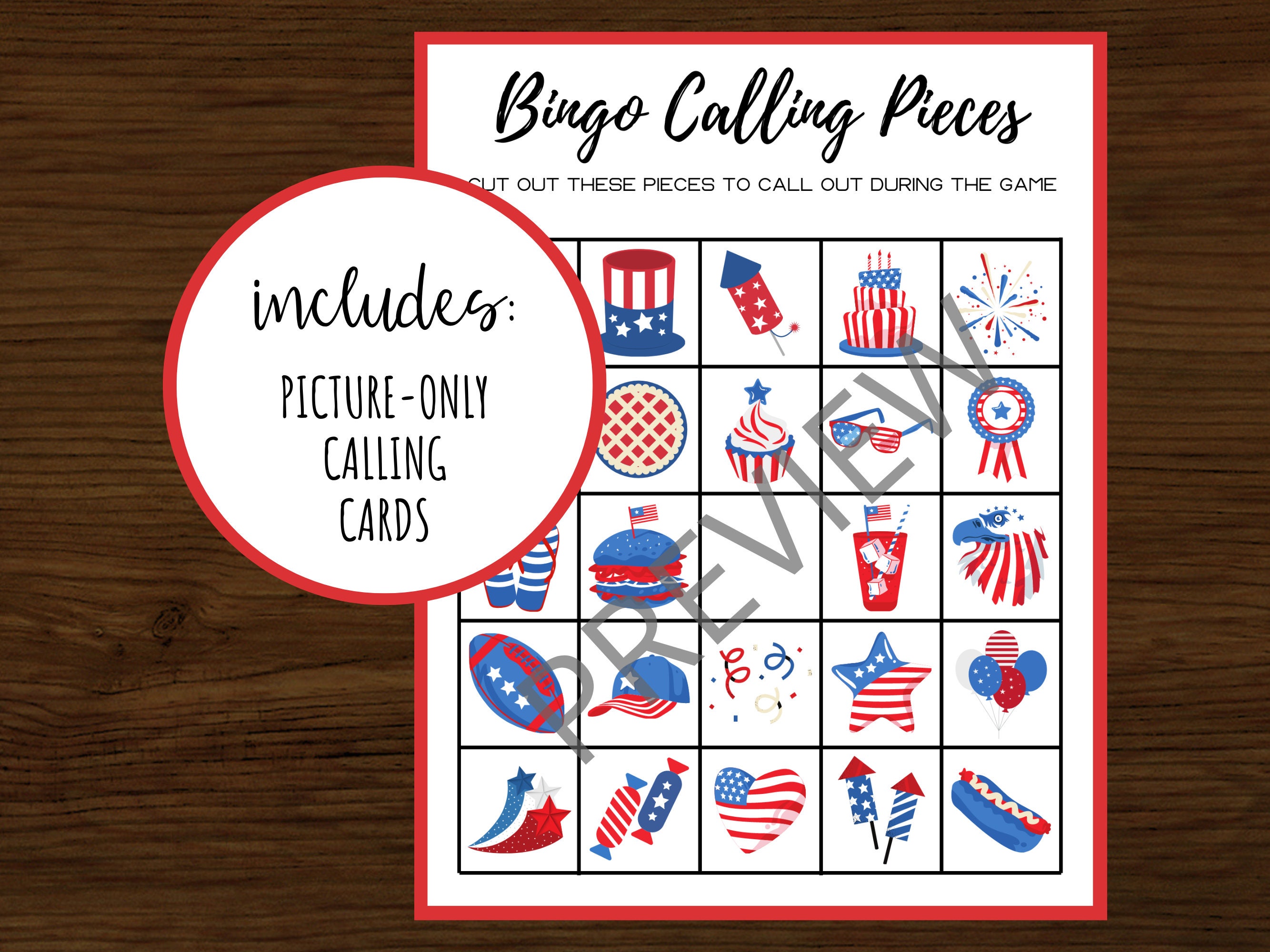 Patriotic Bingo Game | 30 Unique 4th of July Cards (instant Download ...