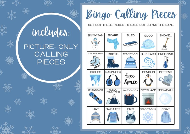 Winter Bingo Winter Wonderland Bingo Winter Printables - Etsy