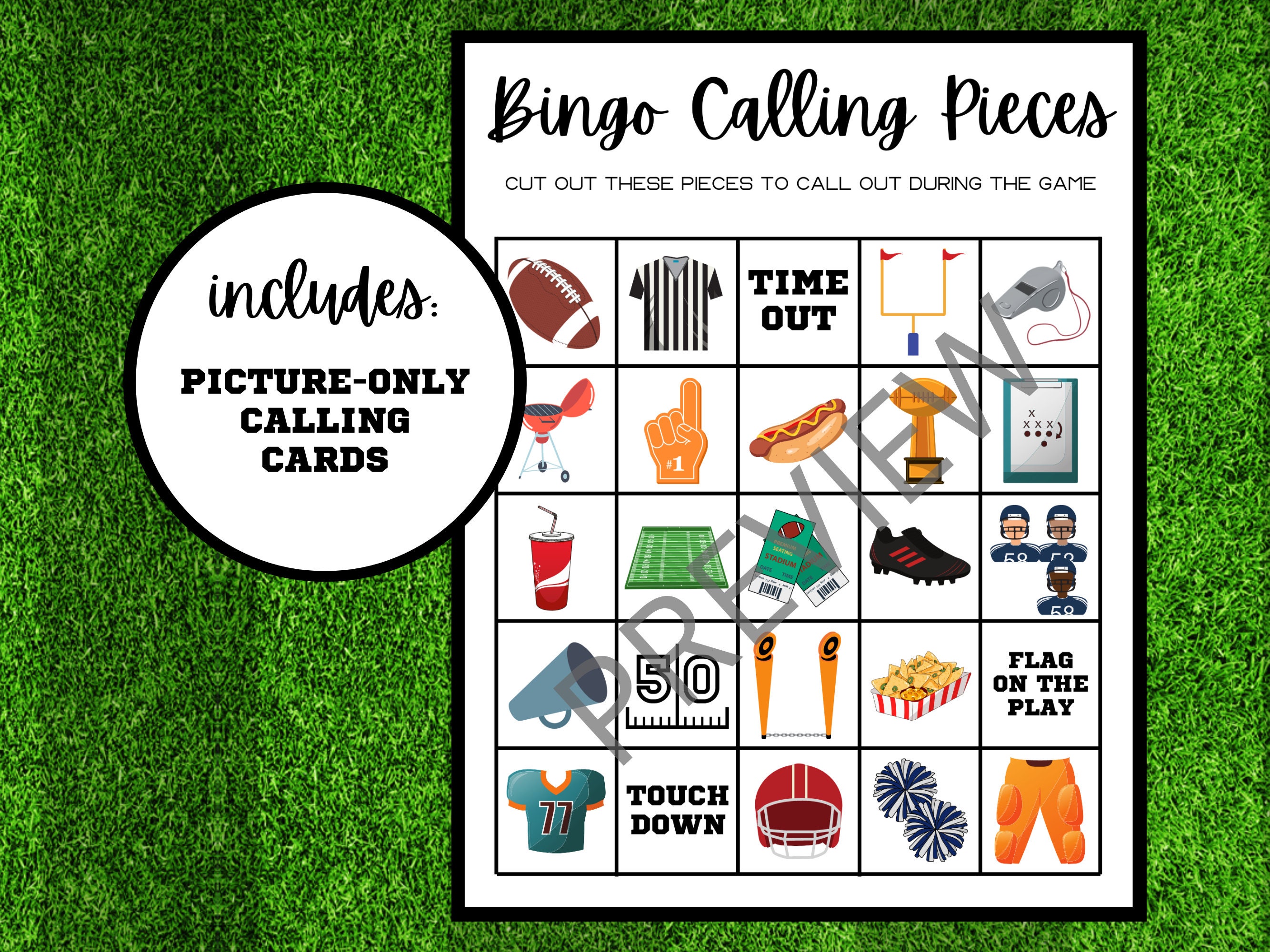 Football Bingo Game | 30 Unique Cards, Party Fun (digital Download) - Etsy