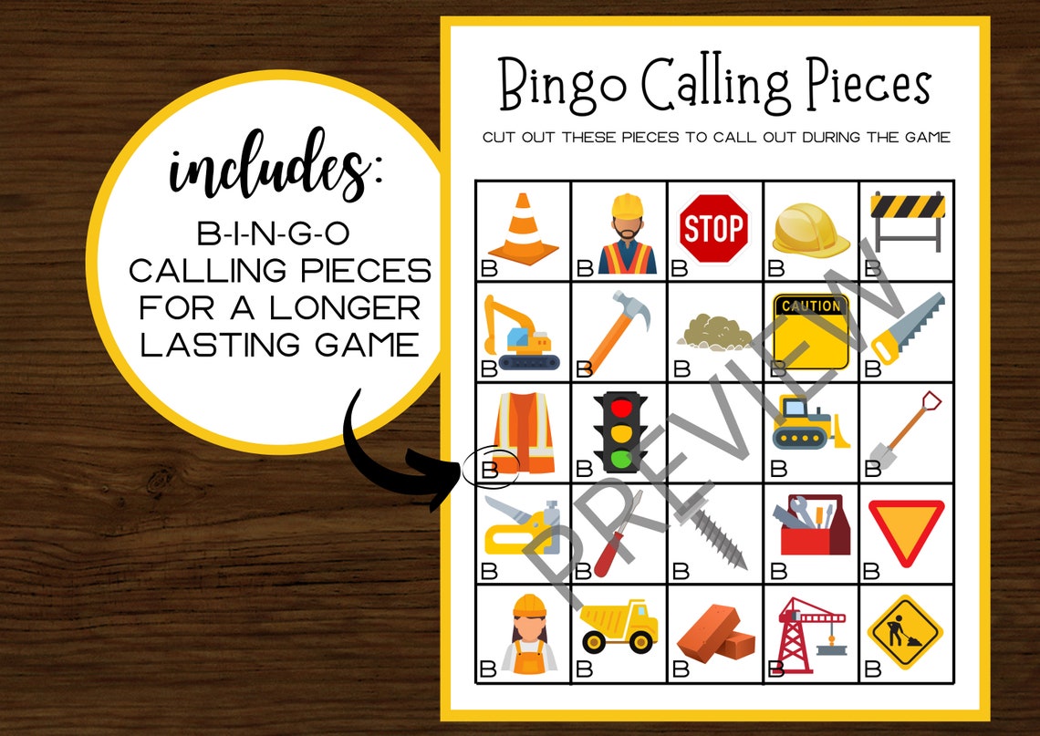 Construction Bingo Community Helper Bingo Under | Etsy