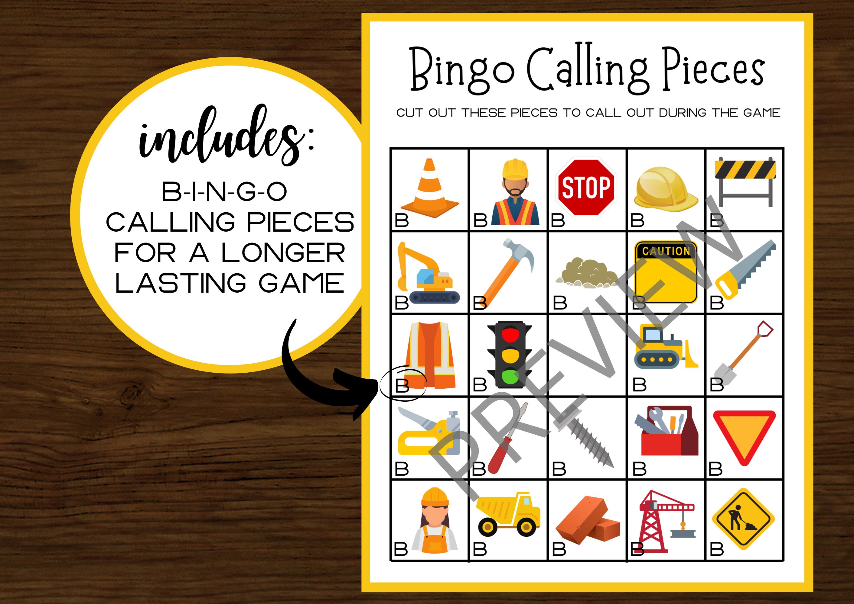 Construction Bingo Community Helper Bingo Under | Etsy