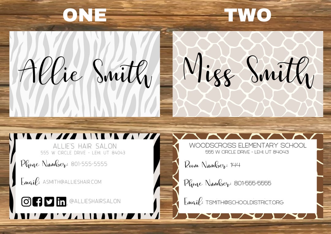 Animal Print Business Card Animal Print Contact Card Animal Calling ...