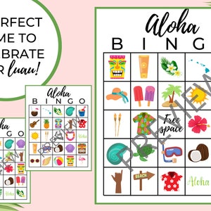 Aloha Bingo Luau Bingo Luau Party Games Luau Birthday Hawaiian Birthday ...