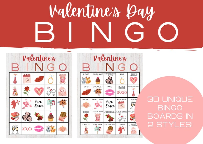 Valentine's Day Bingo Valentines Bingo Love Bingo - Etsy