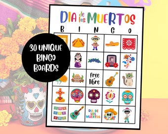 Printable Day of the Dead BINGO Cards, Dia De Los Muertos Party Holiday ...