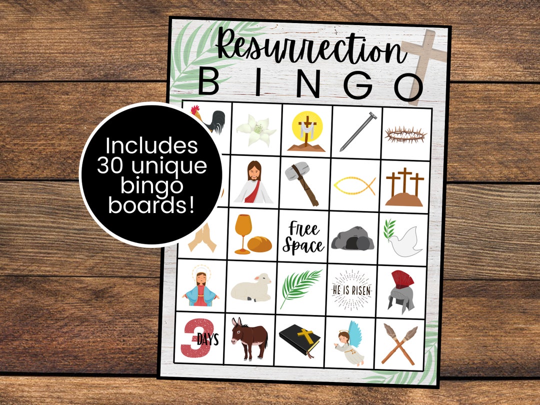 Resurrection Bingo | Easter Bible Bingo | Easter Sunday Bingo ...