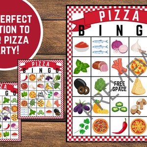 Pizza Bingo Pizza Party Bingo Pizza Night Bingo Pizza Game Pizza Lovers ...