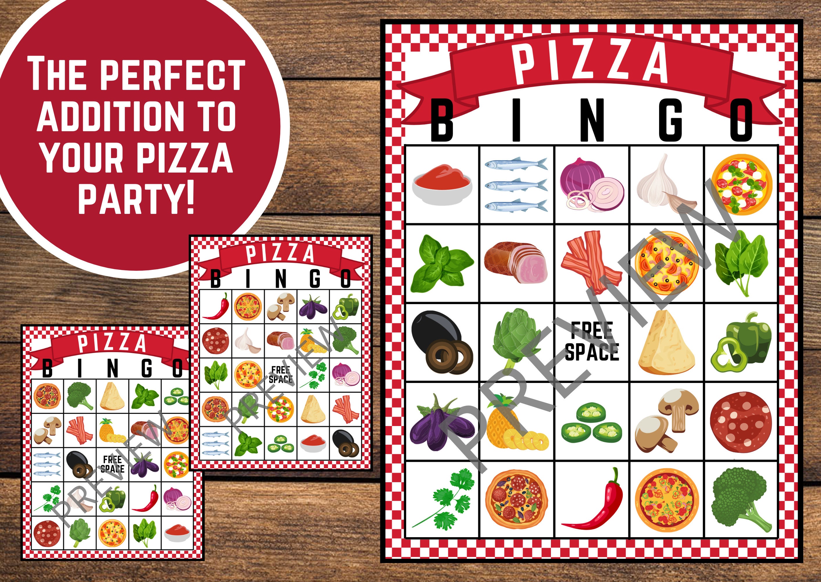 Pizza Bingo Pizza Party Bingo Pizza Night Bingo Pizza - Etsy España