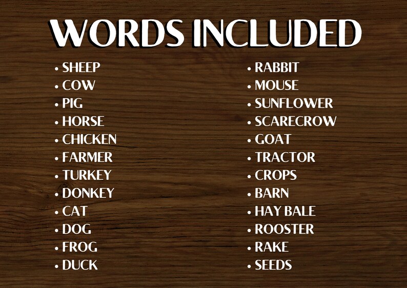 Barnyard Word Wall Farm Word Wall Barnyard Vocabulary - Etsy