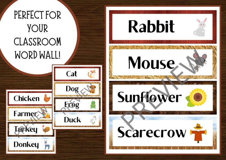 Barnyard Word Wall Farm Word Wall Barnyard Vocabulary - Etsy