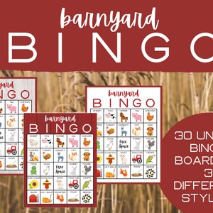 Barnyard Bingo Farm Bingo Farm Animals Bingo Digital Download - Etsy