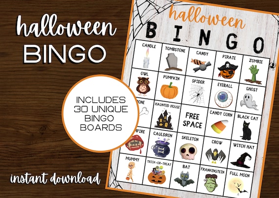 Halloween Bingo 30 Unique Boards Halloween Games Digital | Etsy