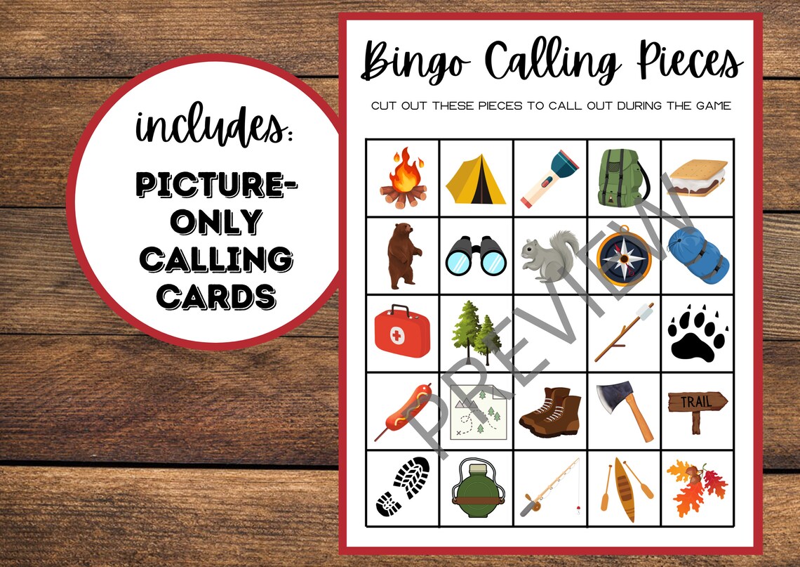 Camping Bingo Kids Camping Game Kids Camping Bingo 30 - Etsy