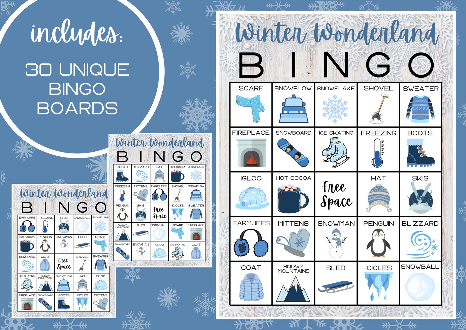 Winter Bingo Winter Wonderland Bingo Winter Printables | Etsy