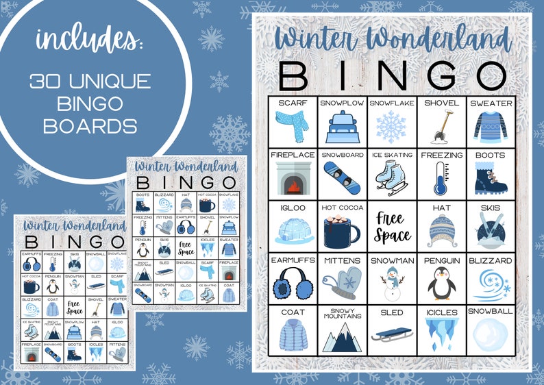Winter Bingo Winter Wonderland Bingo Winter Printables - Etsy