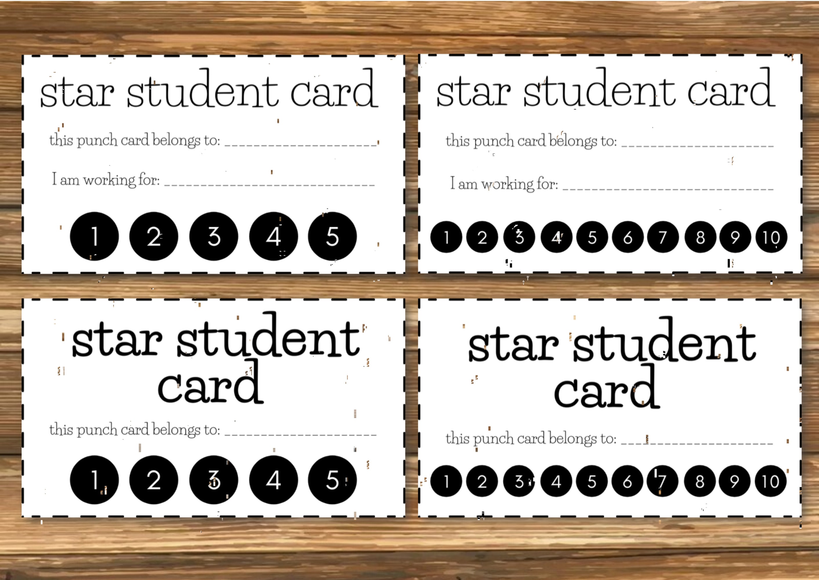 Star Student Punch Card Student Punch Cards Digital - Etsy