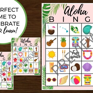 Aloha Bingo Luau Bingo Luau Party Games Luau Birthday Hawaiian Birthday ...