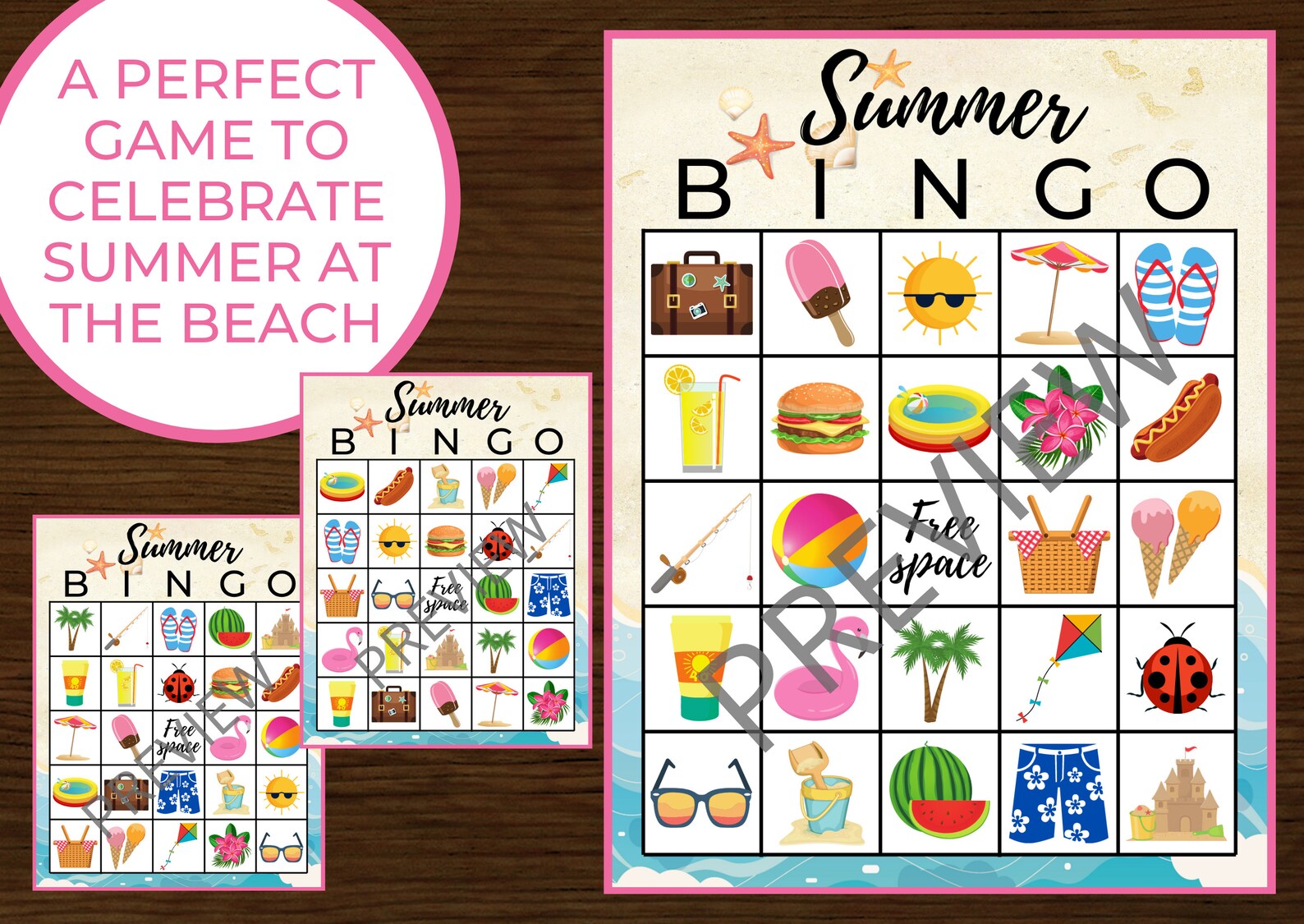 Summer Bingo Summertime Bingo Summer Game Beach Bingo | Etsy