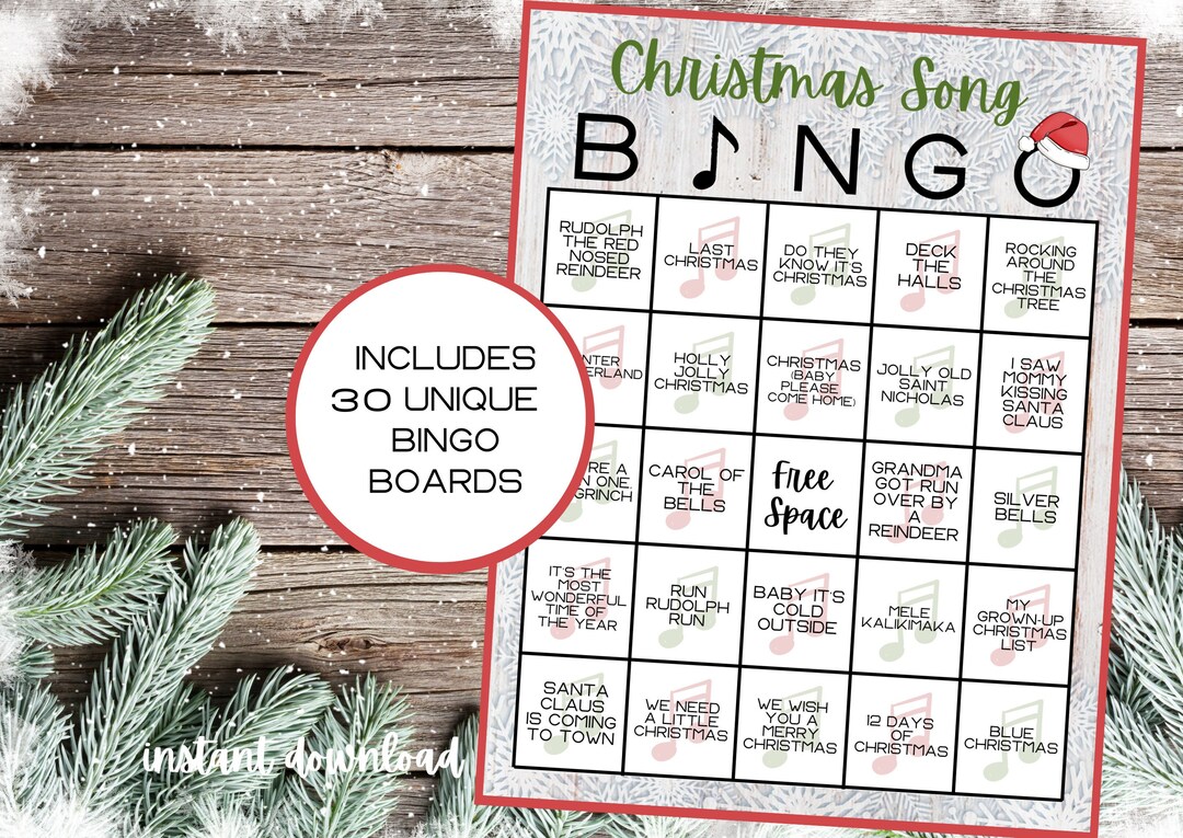 Christmas Song Bingo Christmas Bingo Cards Classing - Etsy UK