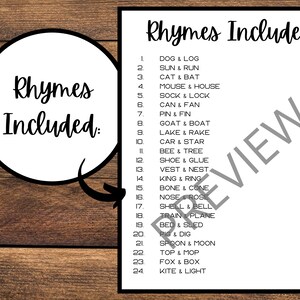 Rhyming Bingo Rhymes Bingo Rhyme Bingo Rhyming - Etsy