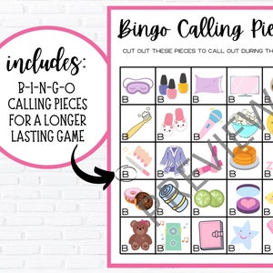 Pajama Party Bingo Sleepover Bingo Slumber Party Bingo Birthday Bingo ...