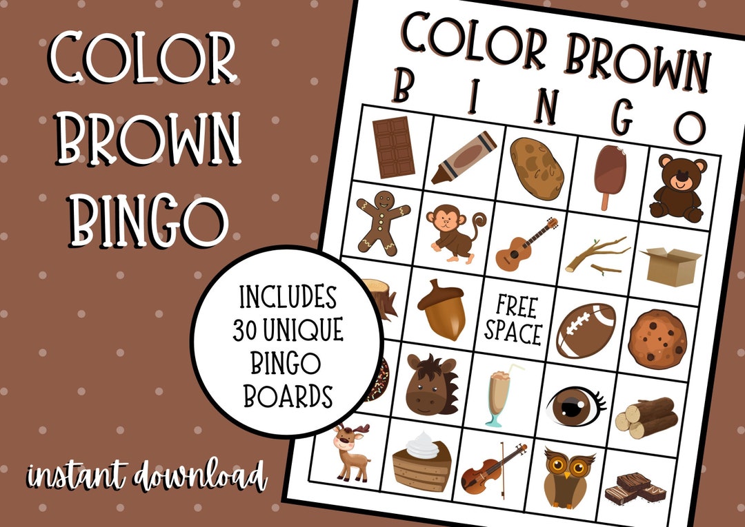 Brown Bingo Color Brown Bingo Colors Bingo Learning Colors Game Back to ...
