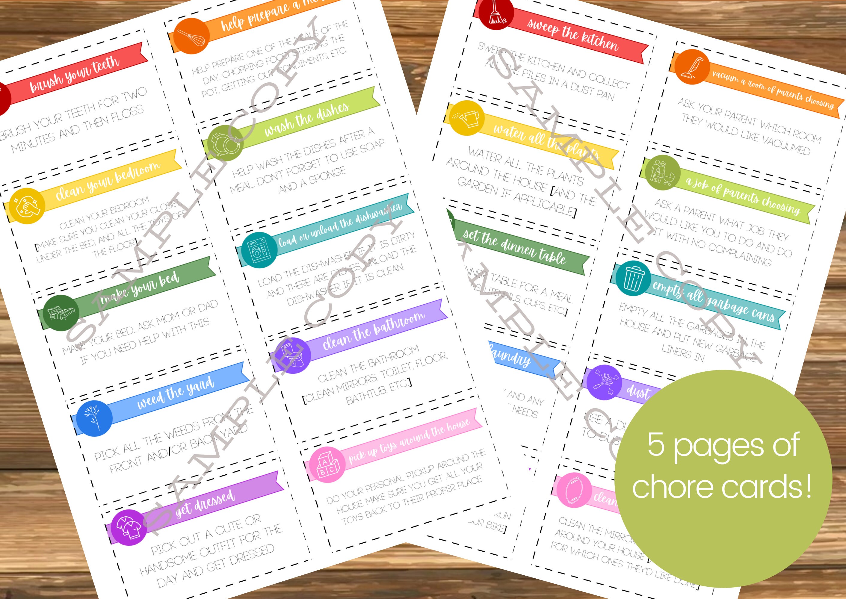 Chore Cards Printable Chore Cards Chore Chart Routine - Etsy
