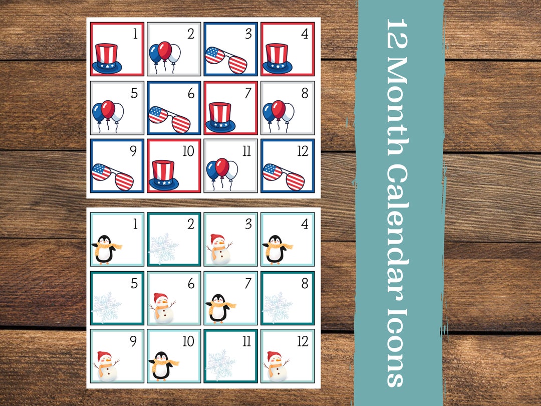 12 Monthly Calendar Icons | Daily Calendar Icons | Classroom Calendar ...