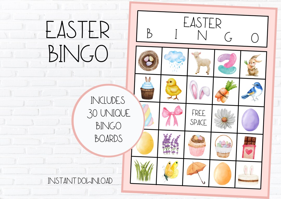 Easter Bingo Spring Bingo Printable Easter Bingo Instant - Etsy