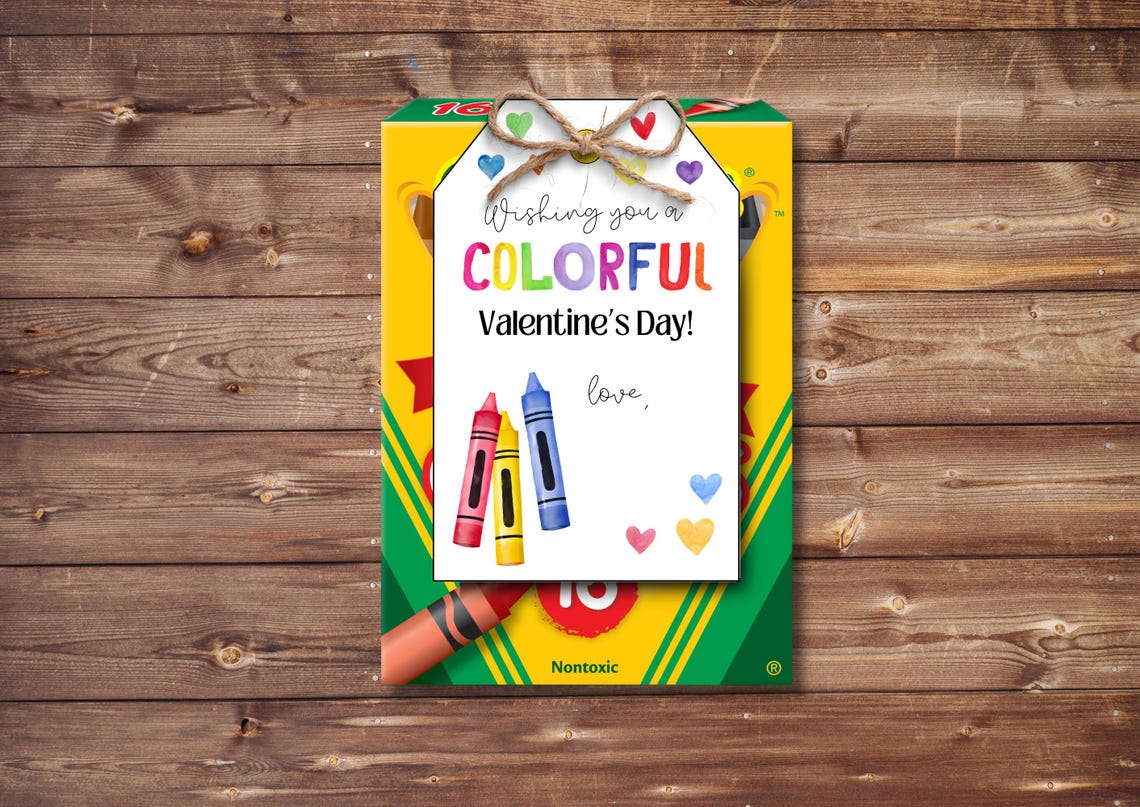 Crayons Valentine Printable | Valentine Crayon Tags | Colorful ...