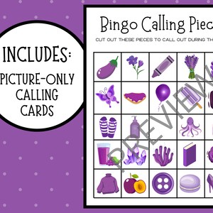 Purple Bingo Color Purple Bingo Colors Bingo Learning Colors Game Back ...