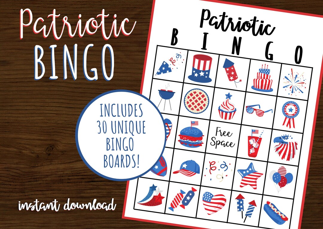 Patriotic Bingo 4th of July Bingo Independence Day Bingo - Etsy