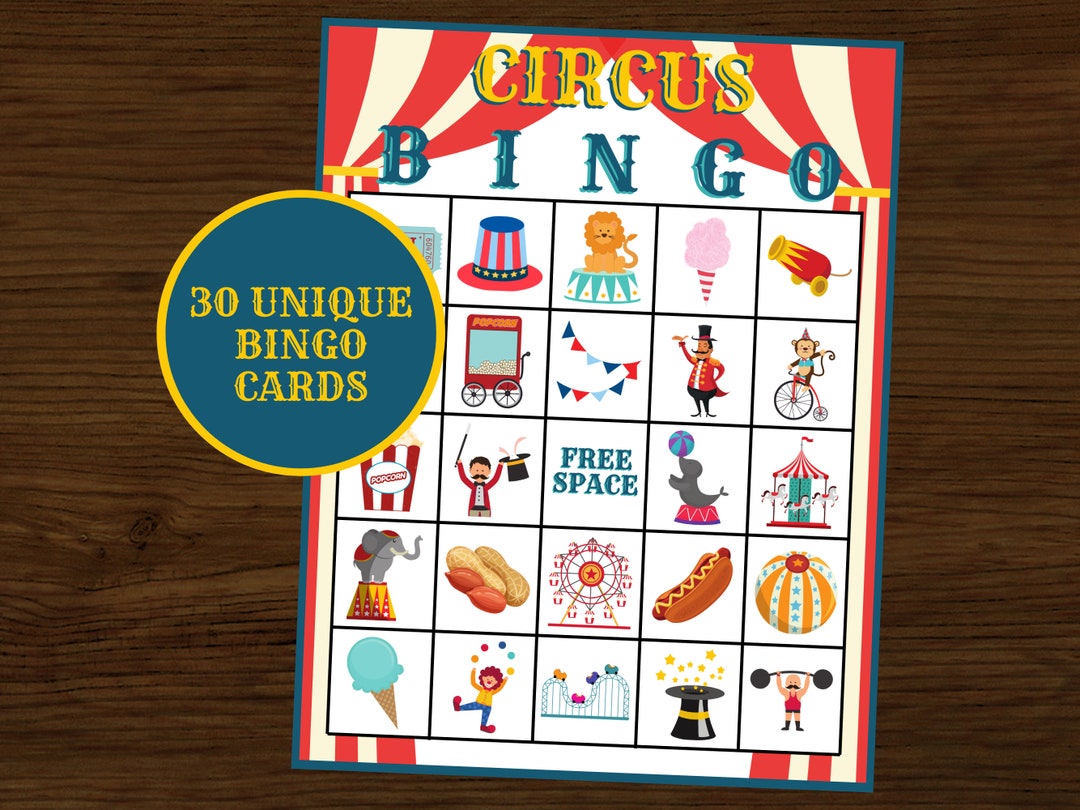 Circus Bingo | Circus Party | Circus Birthday | Circus Carnival Bingo ...