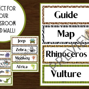 Safari Word Wall Safari Vocabulary Cards Instant Download - Etsy
