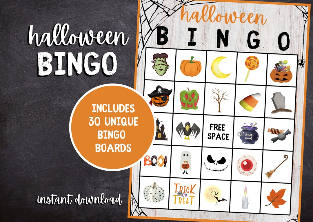 Halloween Bingo Download and Print Halloween Games Digital Download ...