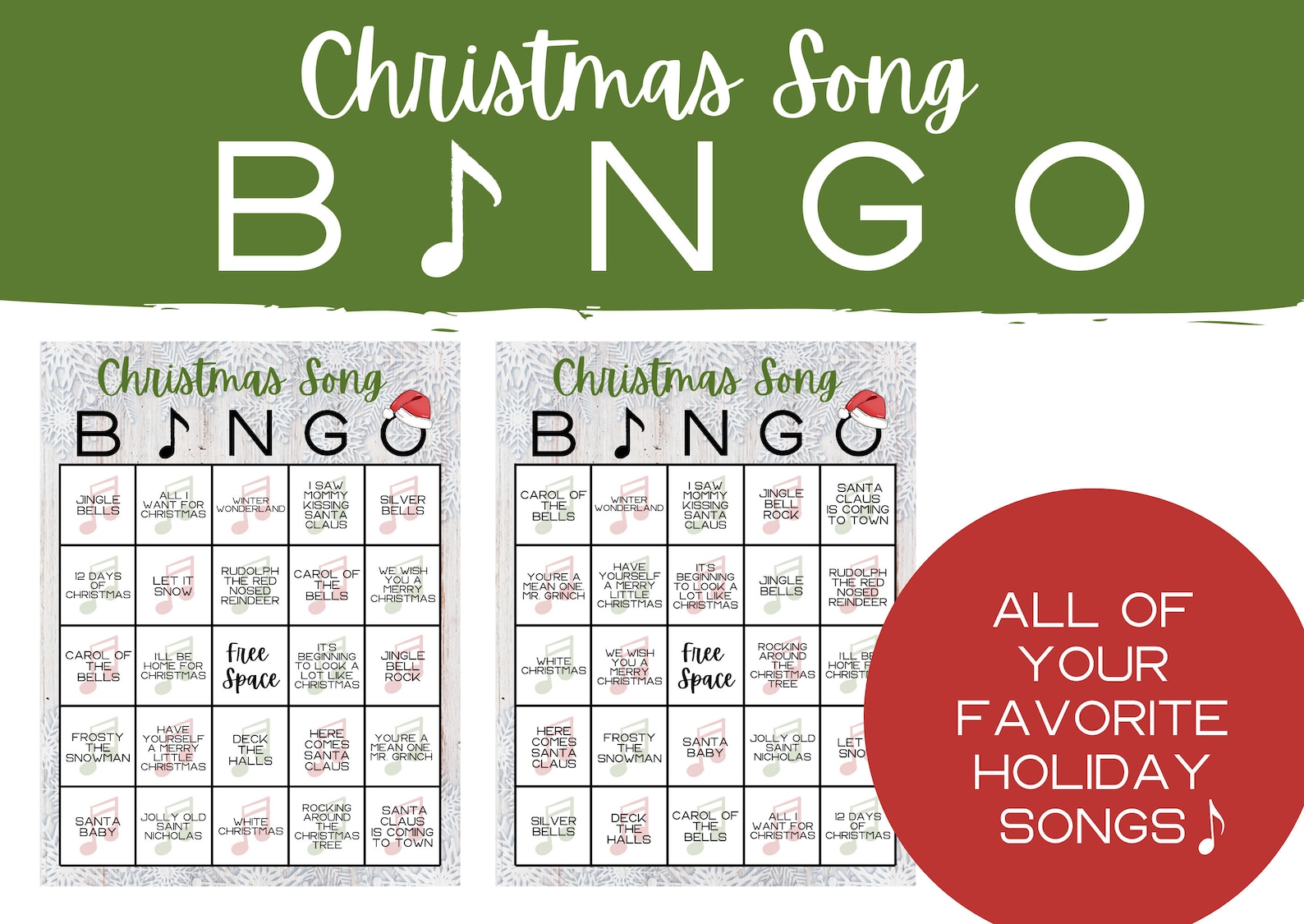 Christmas Song Bingo | Christmas Bingo Cards | Classing Christmas Song ...