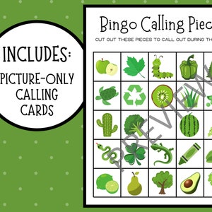 Green Bingo Color Green Bingo Colors Bingo Learning - Etsy
