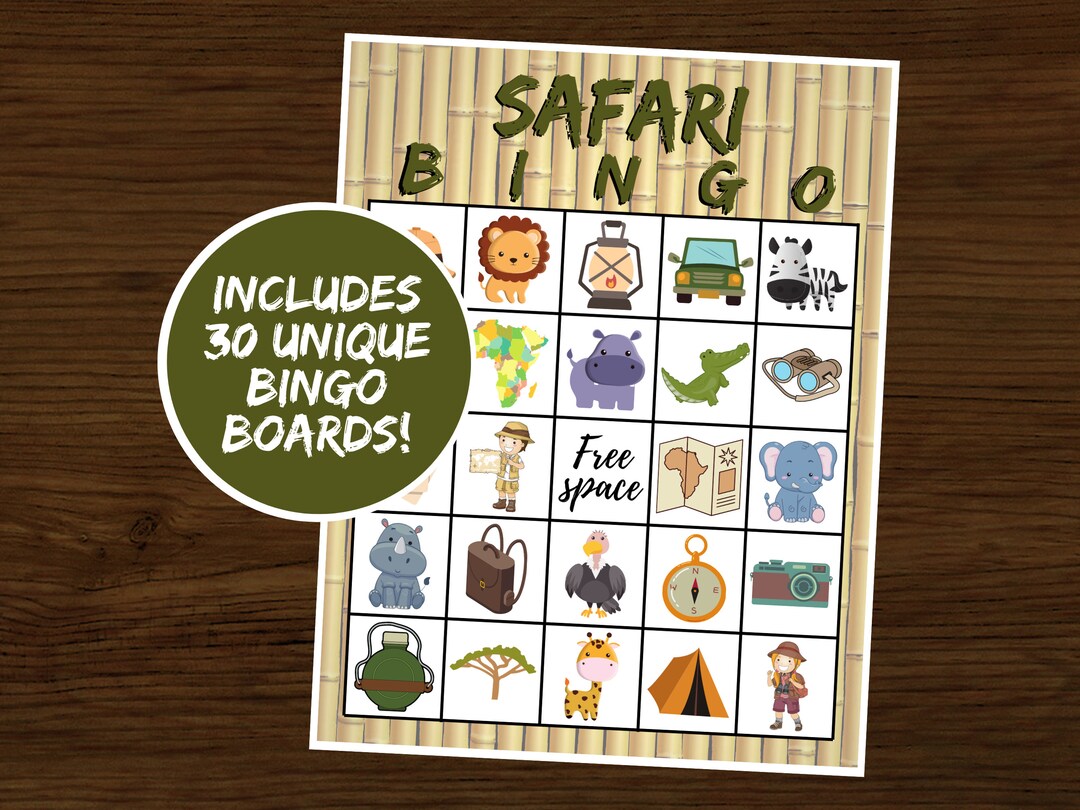 Safari Bingo | African Safari Bingo | Safari Birthday Party | Safari ...