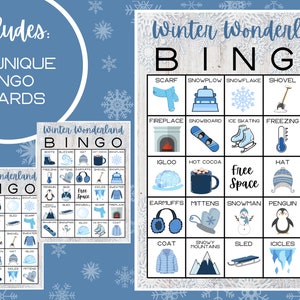 Winter Bingo Winter Wonderland Bingo Winter Printables - Etsy