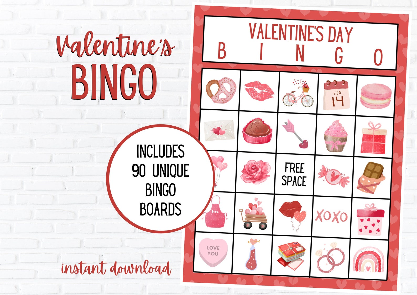 Valentine's Day Bingo Valentines Bingo Love Bingo - Etsy