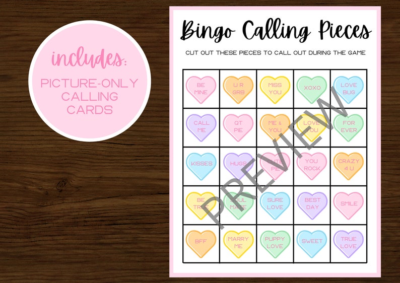 Conversation Heart Bingo Valentine's Bingo - Etsy