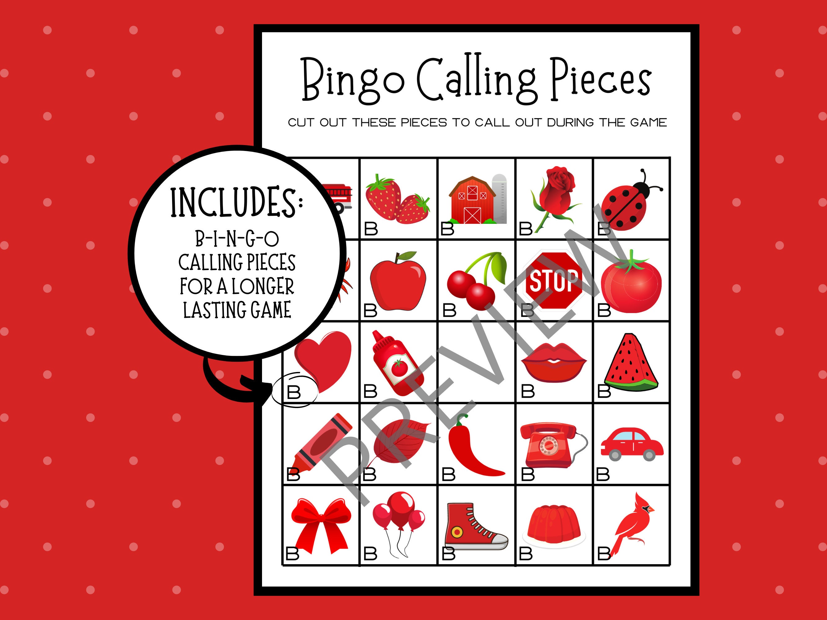 Red Bingo | Color Red Bingo | Colors Bingo | Learning Colors Game ...