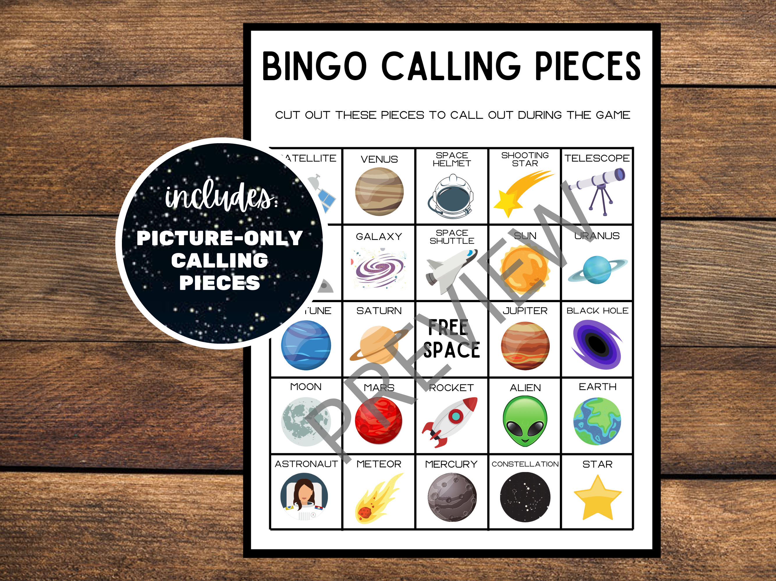 Outer Space Bingo | Solar System Bingo | Instant Download | Set of 30 ...